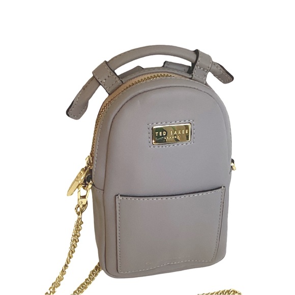 Ted Baker | Bags | Ted Baker Mini Gray Leather Crossbody Phone Bag W ...